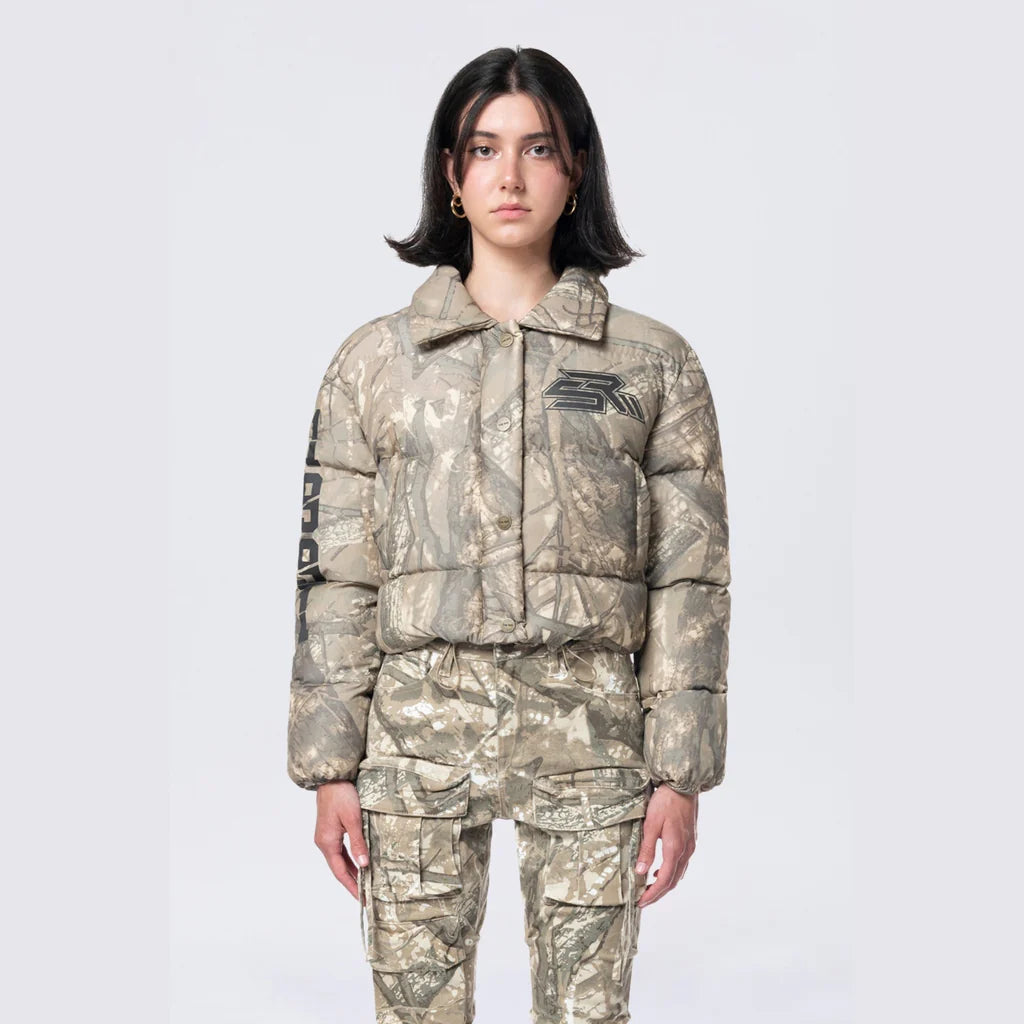 Women's Smoke Rise Patched Puffer Jacket Khaki | Chicago City Sports