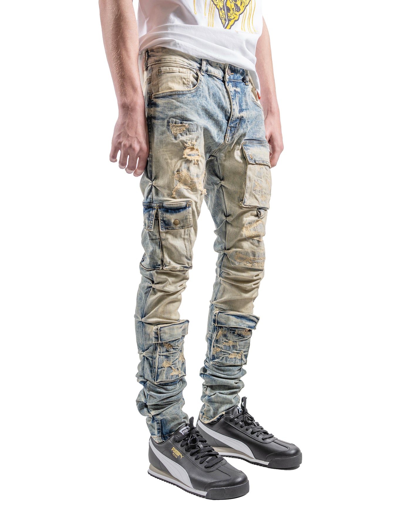 Men's TWO MILL TWENTY Cargo Skinny Stacked Jeans | Chicago City Sports