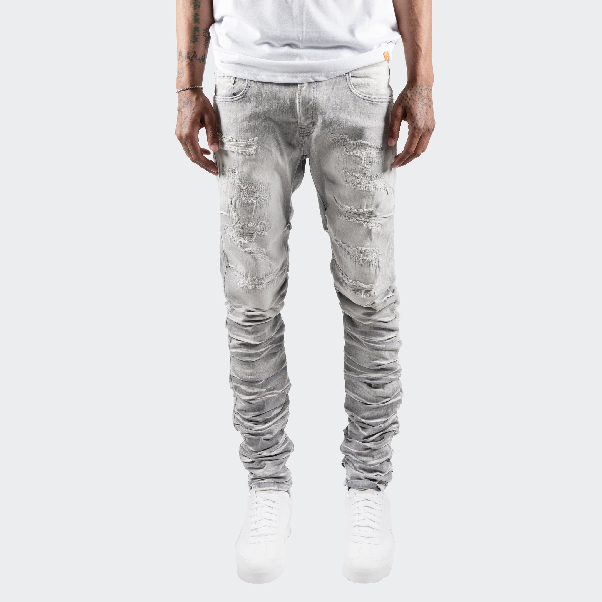 TMTY Monroe Skinny Fit Distressed Ruched Jeans | Chicago City Sports