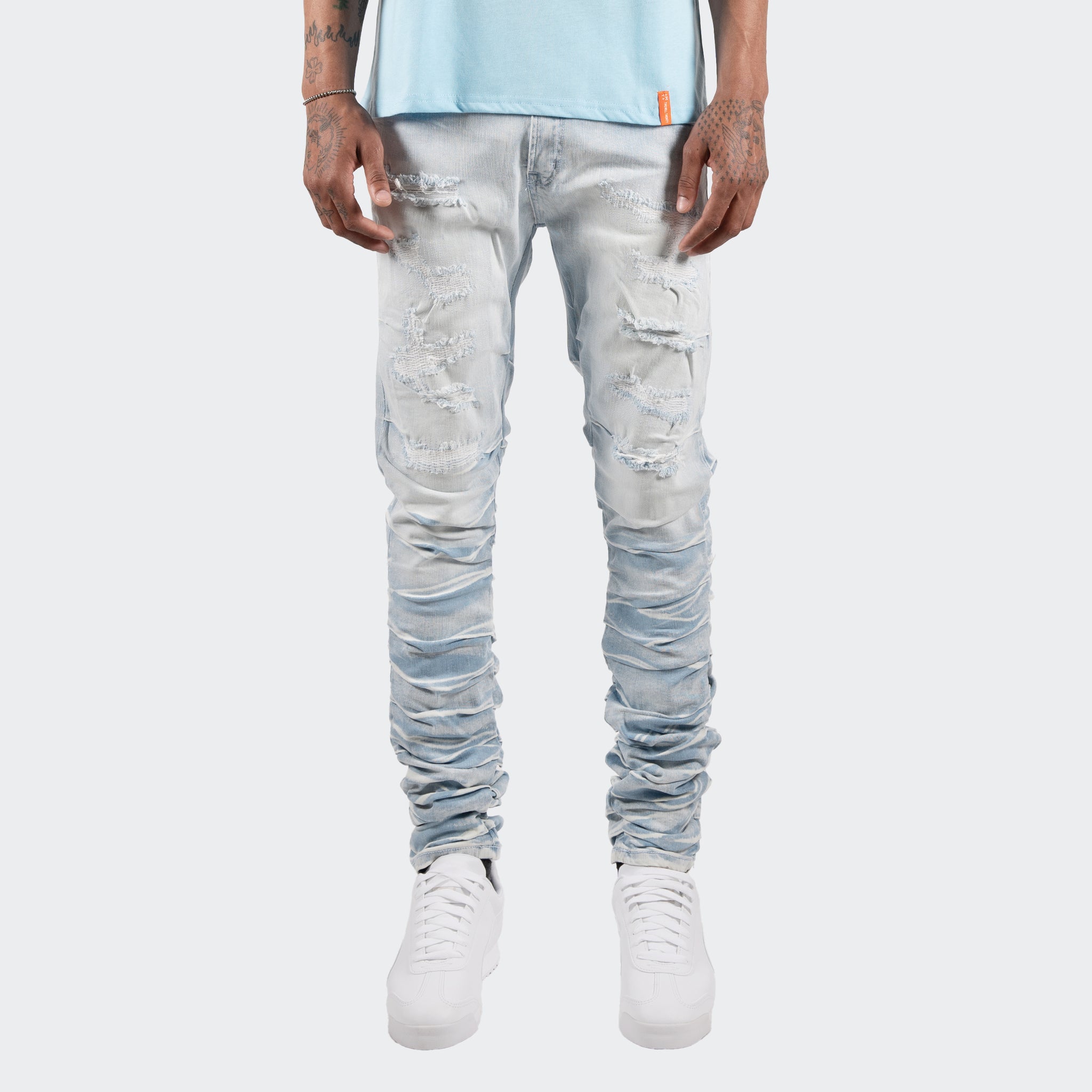 TMTY Monroe Skinny Fit Distressed Ruched Jeans | Chicago City Sports