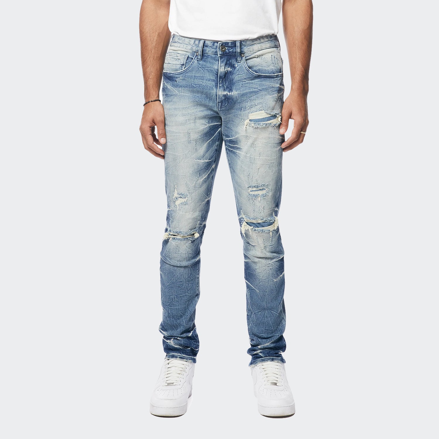 Smoke Rise Wave Effect Slim Denim Jeans | Chicago City Sports